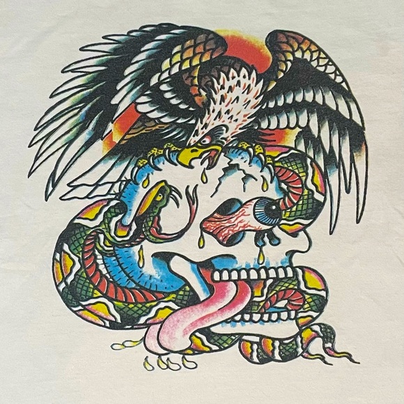 Ed Hardy | Tops | Vintage Ed Hardy Skullsnakeeagle Tshirt | Poshmark
